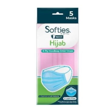 Harga Softies 3 Ply Headloop Daily Mask Hijab Biru 5s - CekList.ID